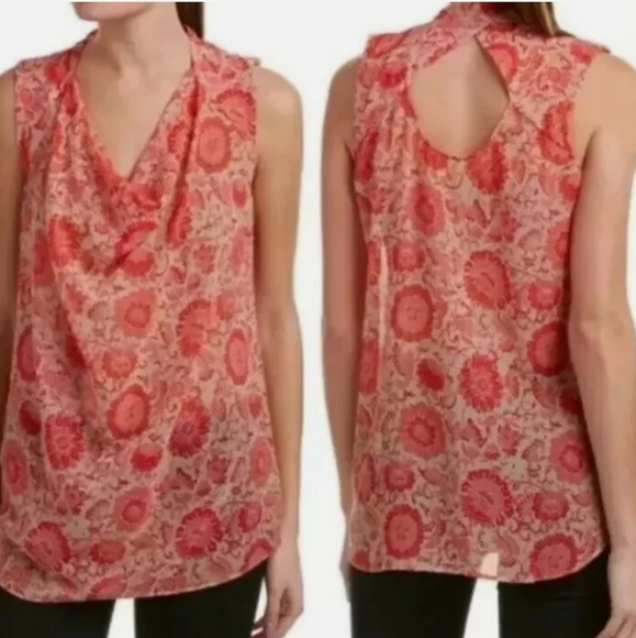 CAbi | Tops | Cabi Sheer Blouse Key Hole Back Draped Neckline | Poshmark